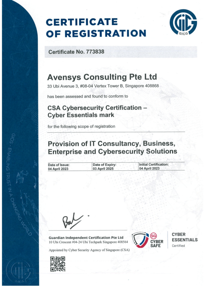 CSA Cybersecurity Certification - Avensys Consulting